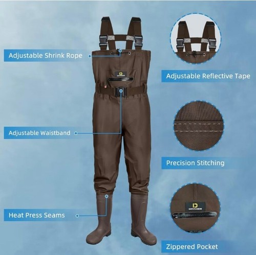 DRYCODE Chest Waders for Men, Fishing Waders for Men 2-ply Nylon/PVC Size M 12. | eBay
