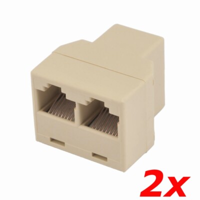 2 Pack - 2-Way RJ45 LAN Ethernet Network Splitter Extender Adapter ...