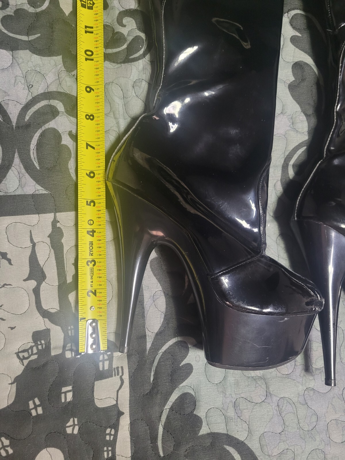 Women’s Adult Black Fetish/Kink Thigh High PVC Platform Shiny Stiletto ...