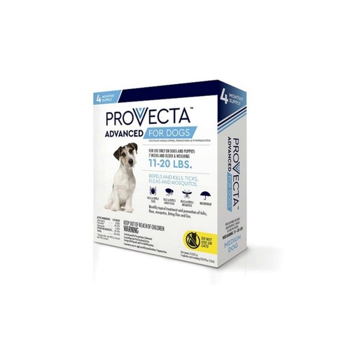 Provecta Advanced Flea & Tick Treatment for Medium Dogs 11-20lbs 4 ...