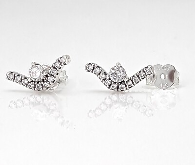 New 100% Authentic PANDORA 925 Ale Sparkling Wave Stud Earrings ...