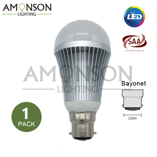 Amonson Lighting NEW B22 Bayonet Cap 240V 10W A60 Classic LED Frosted ...