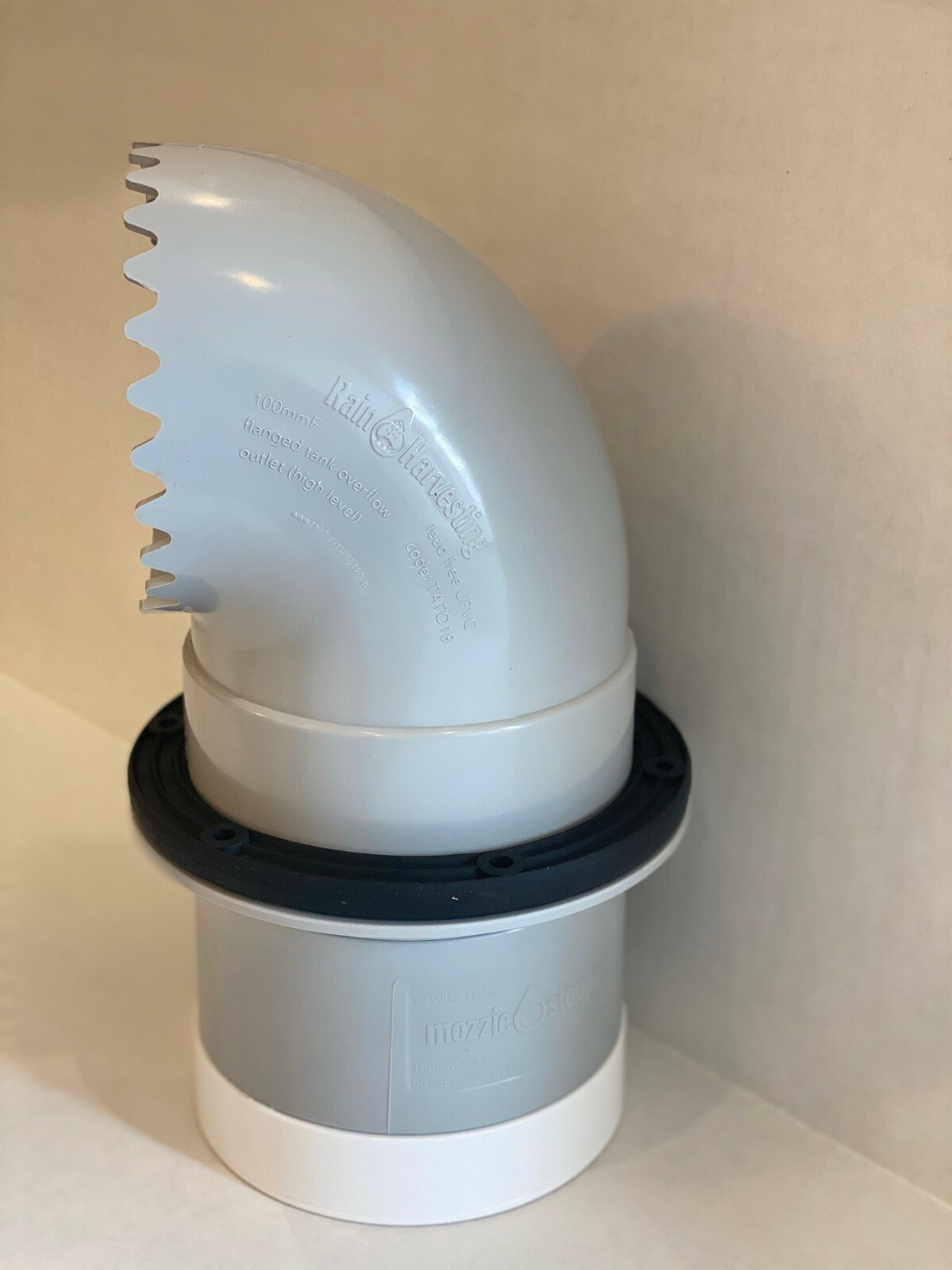 RainHarvesting Tank Overflow Kit 3" flanged elbow with gasket, screen ...