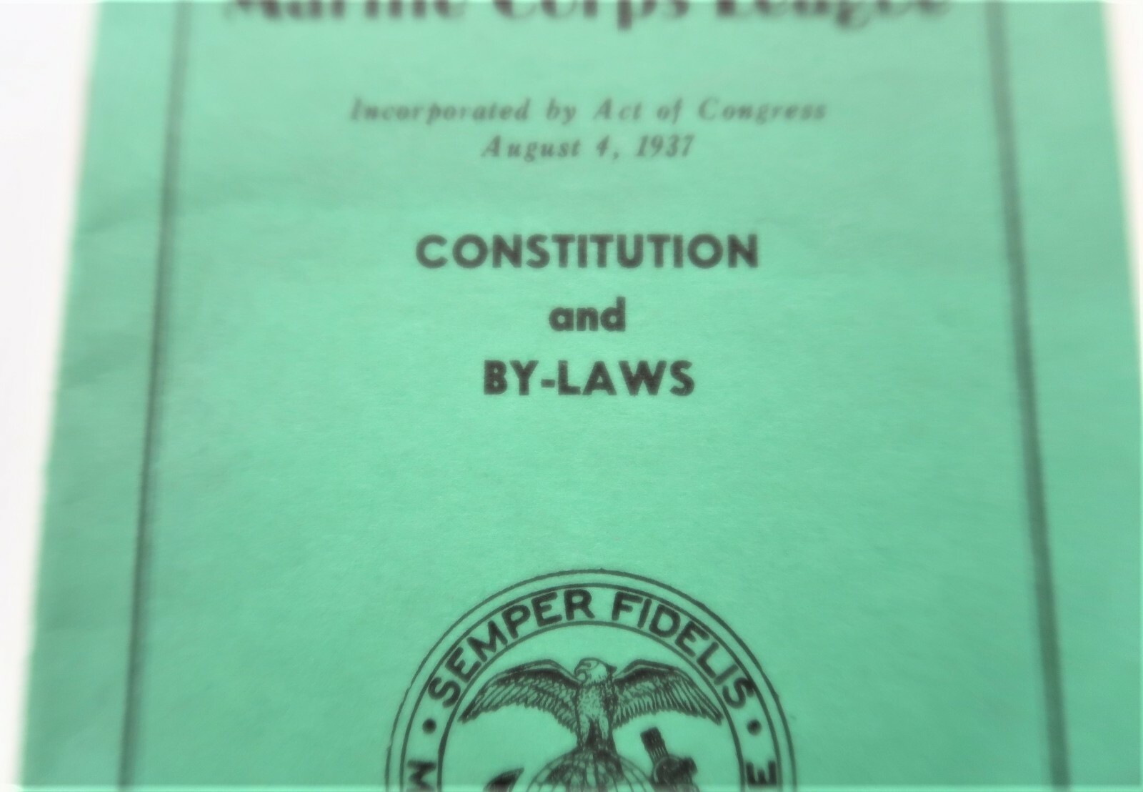 Vtg Marine Corps League Constitution & By-Laws Book 1945 Fraternal ...