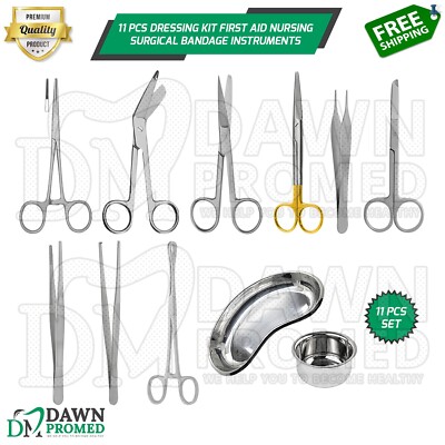 11 Pcs Dressing Kit First Aid Nursing Surgical Bandage Instruments ...