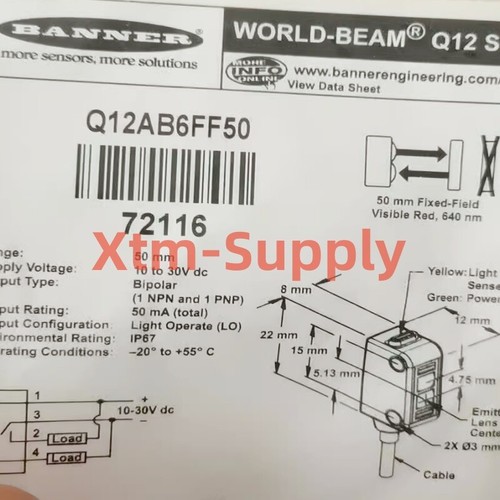 1PC Brand new BANNER Q12AB6FF50 Photoelectric Switch 72116 | eBay