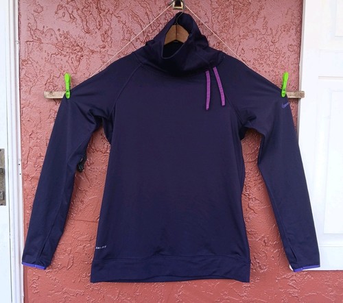 Nike Pro Women's Hyperwarm Side Tie Top Size LARGE Solid Purple Thumb ...
