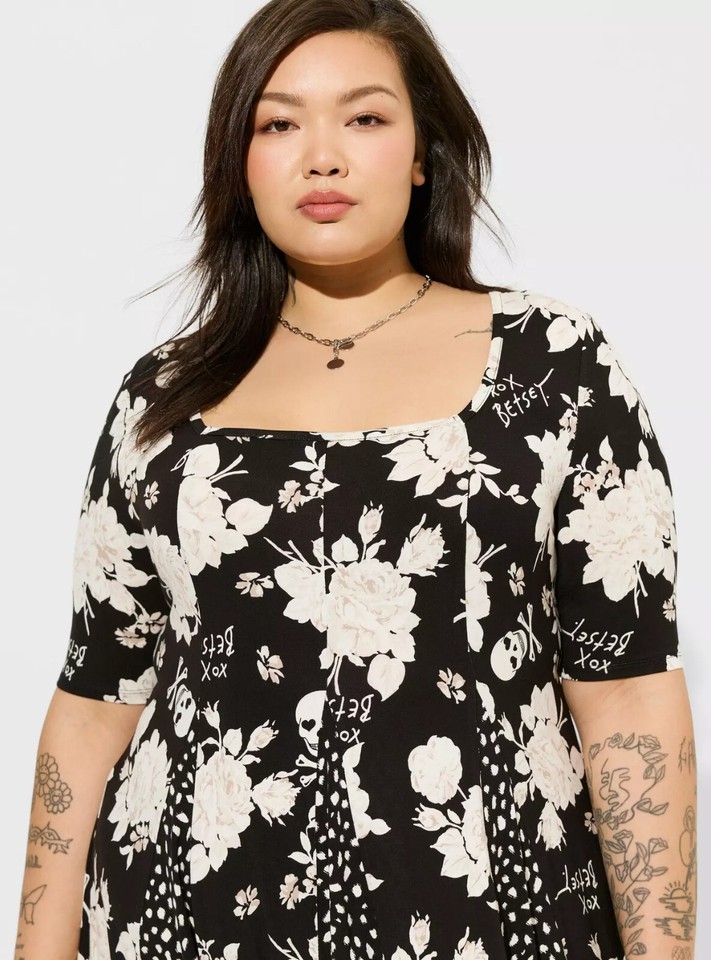Torrid Betsey Johnson Dress Floral Skull Super Soft Babydoll NWT New 3X ...