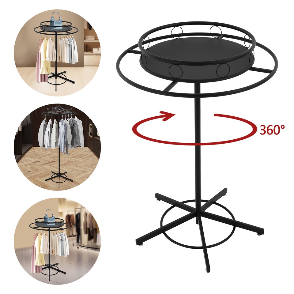 360° Rotatable Round Garment Rack Large Capacity Metal Clothes Hanging ...