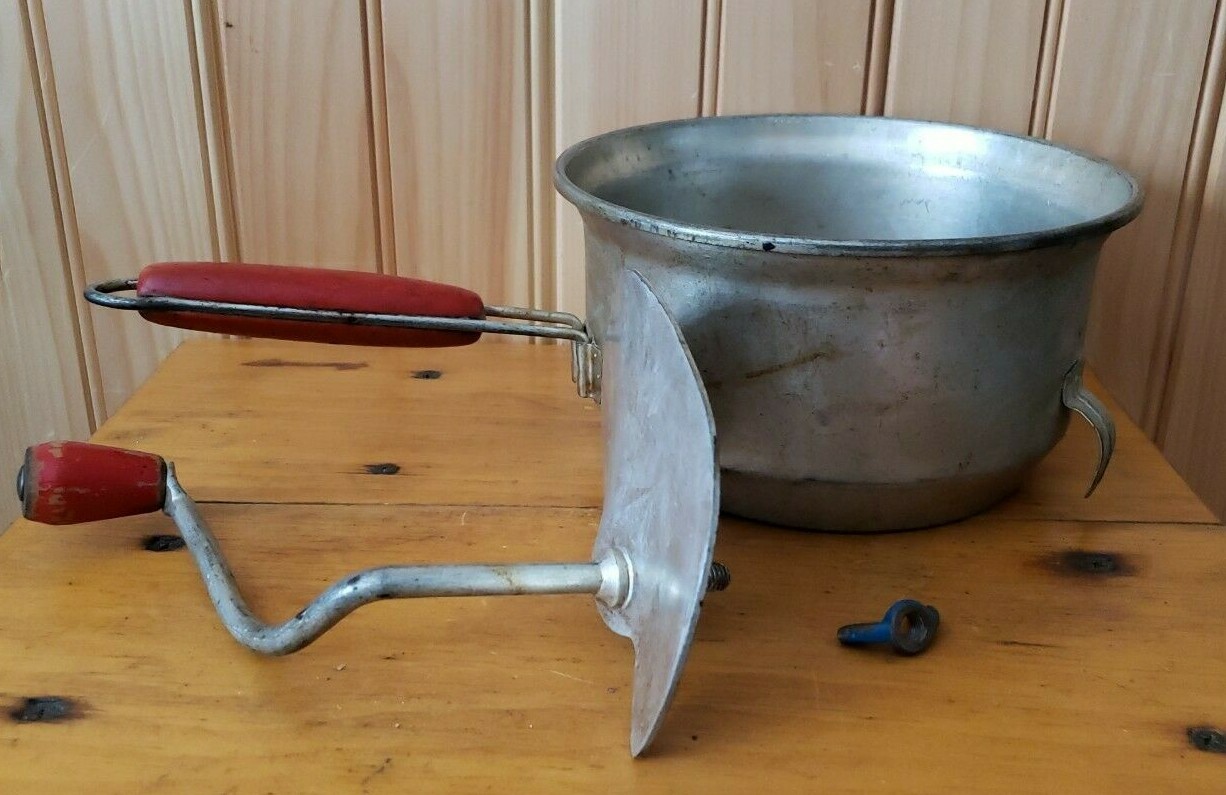 Vintage Foley Food Masher/Mill with Red Wood Handle & Hand Crank Masher ...