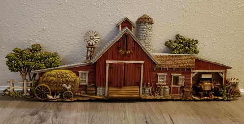 Vintage #587 Burwood Products Co 3D Farm Barn Scene 1974 Wall Hanging ...