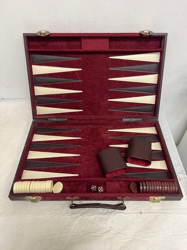 vintage leather velvet Backgammon set case handle | eBay