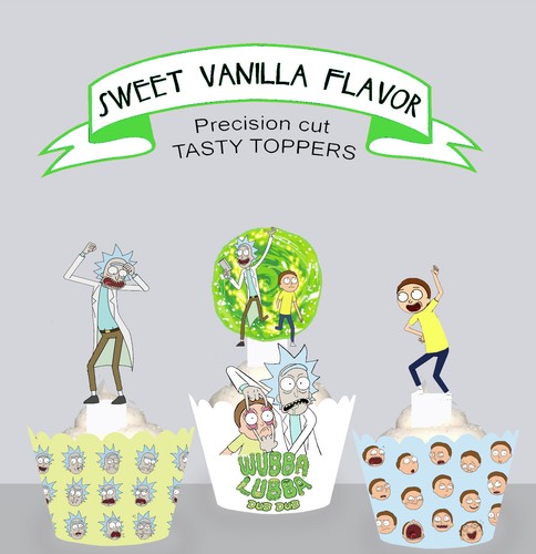 Rick and Morty Pickle Rick Funny birthday party Cupcake Toppers cup ...