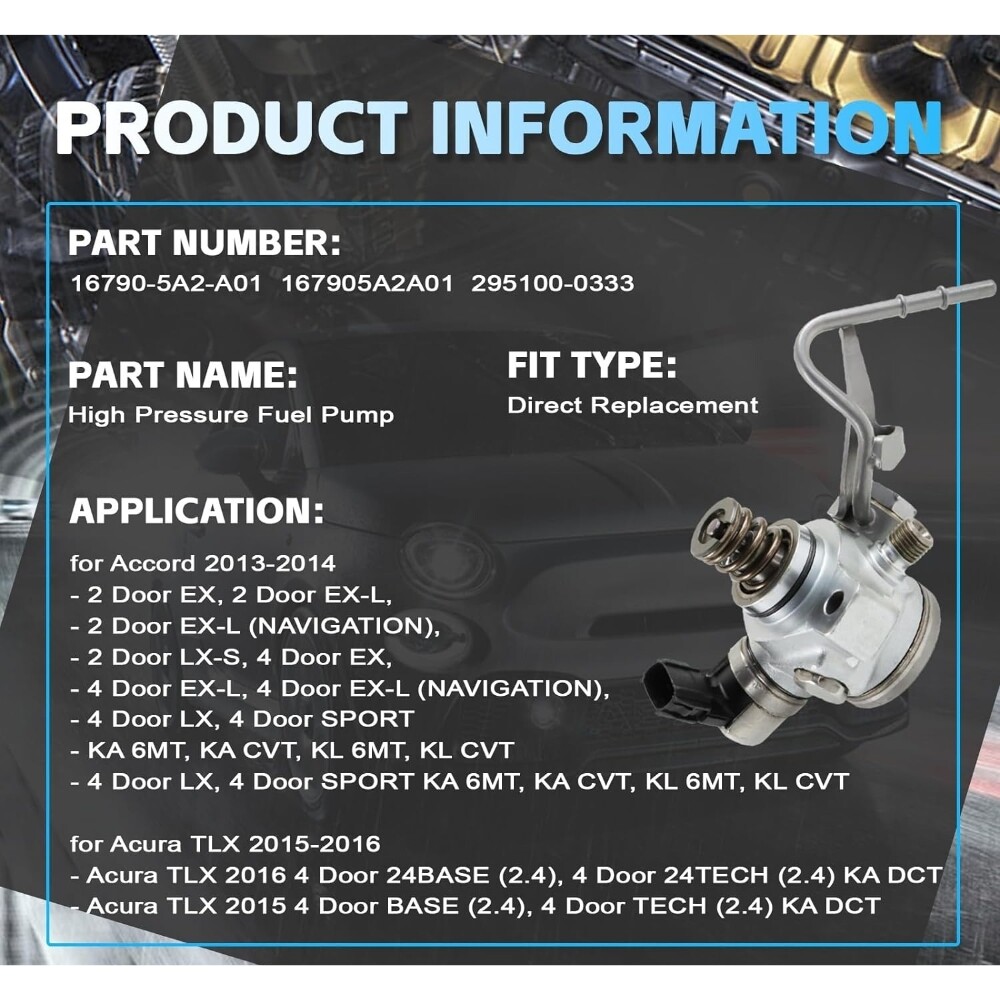 16790-5A2-A01 High Pressure Fuel Pump For 2013-14 Honda Accord 15-16 Acura TLX | eBay