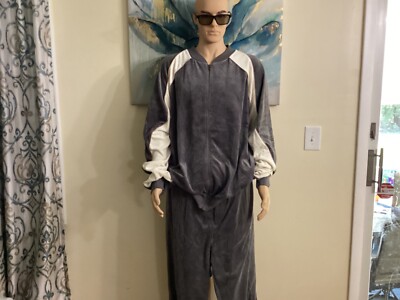MEN'S PREMIUM VELOUR COLORBLOCK JOG SUIT- SIZE 4XL/ DARK GREY | eBay