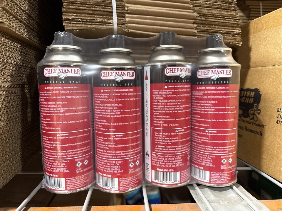 Chef Master Butane Fuel for use in Portable Gas Stoves - (4 Cans ...