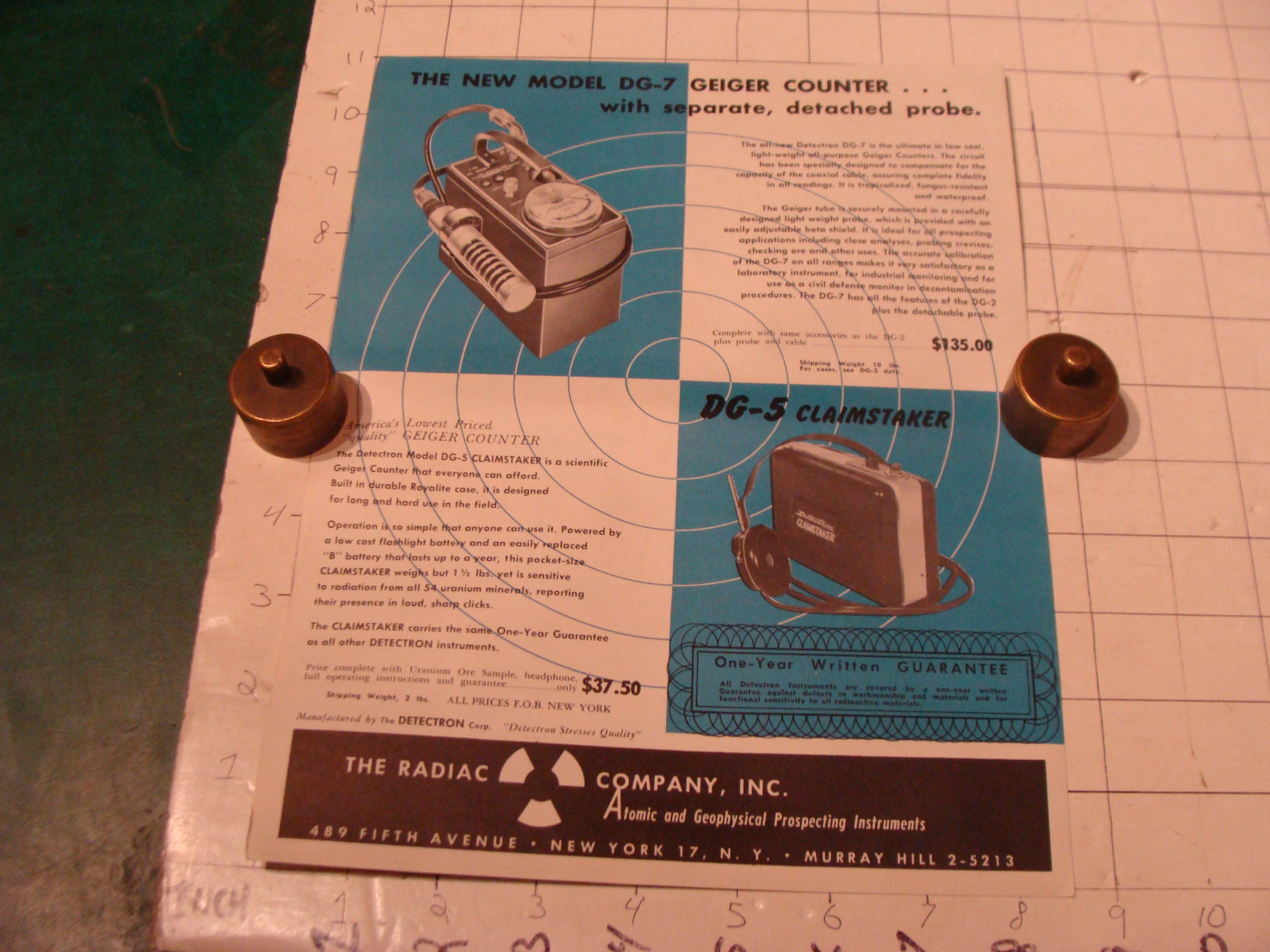 original Vintage 1955 Geiger Counter ad sheet: DETECTRON DG-2, DG-7 ...