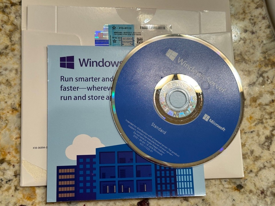 Microsoft Windows Server 2016 Standard x64 DVD 16-Cores + PRODUCT ...