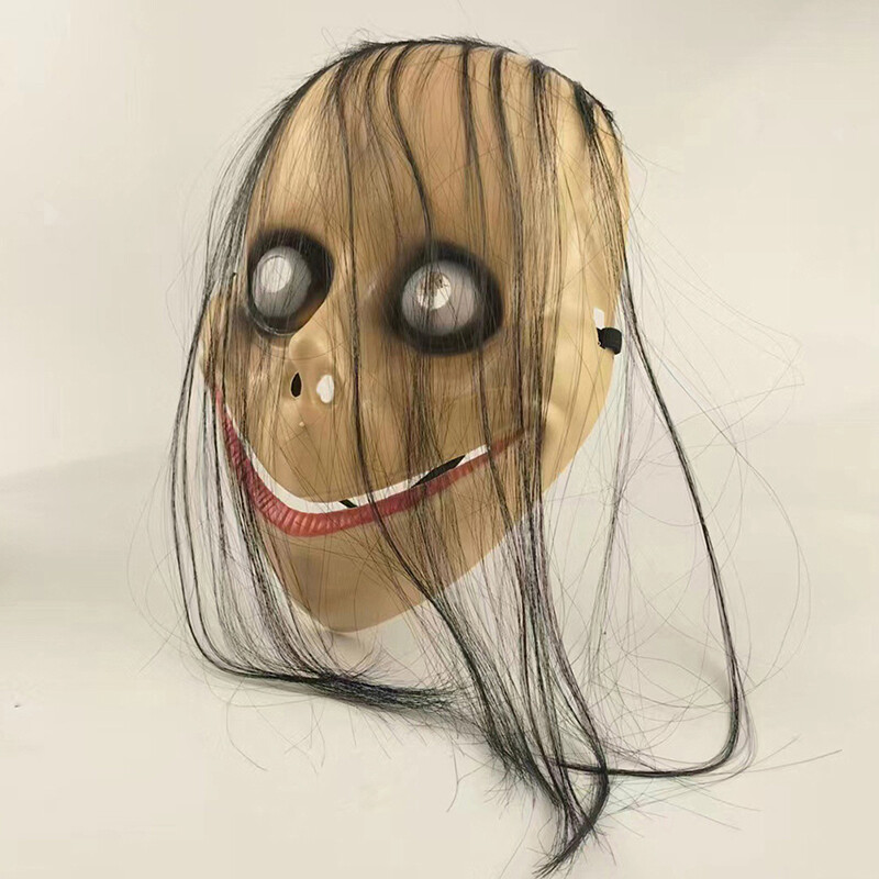 Halloween Horror With Long Hair Mask Funny Mask V-shaped Mouth Mask ...