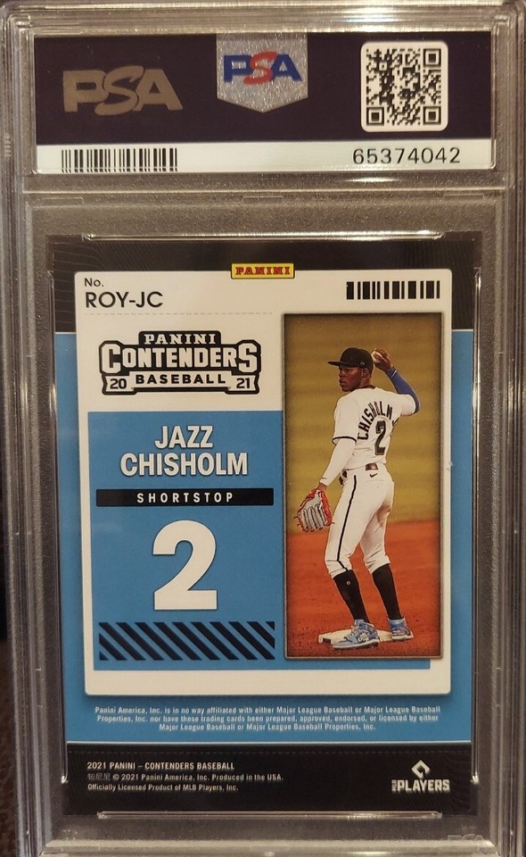 2021 Panini Contenders ROY contender Jazz Chisholm Cracked Ice 4/23 Psa ...