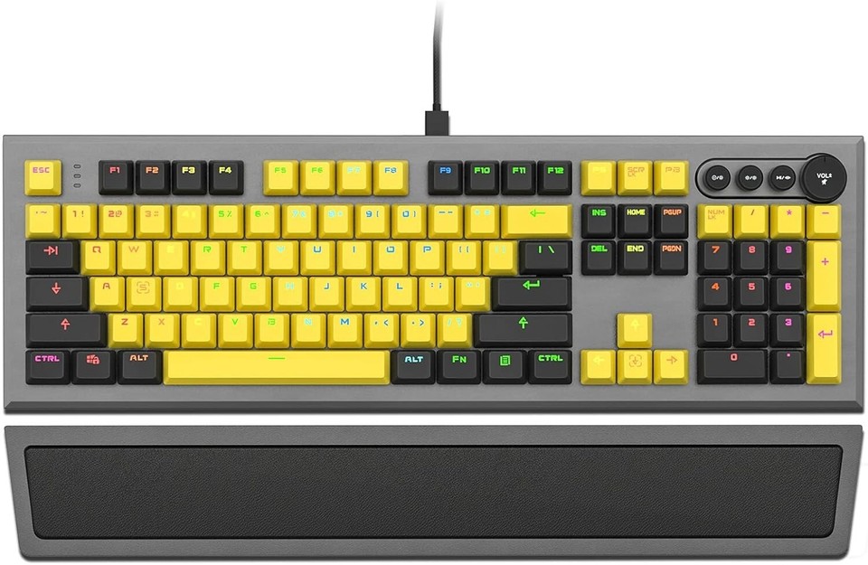 Mechanical Gaming Keyboard, PowerLead Wired Keyboard Rainbow RGB ...