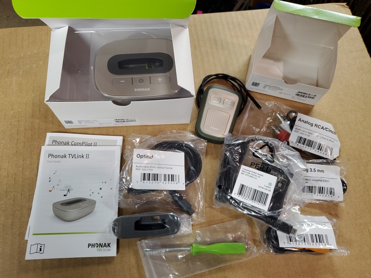 Phonak ComPilot II W/ TV Link II Base Station TV / Music Set NO Remote ...