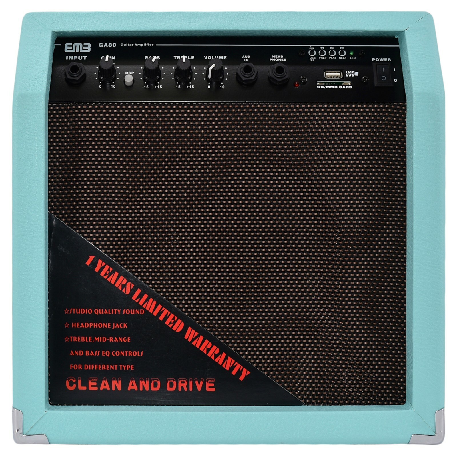 EMB 350 Watts BLUETOOTH Guitar Amplifier Speaker Powerful Cabinet SD ...