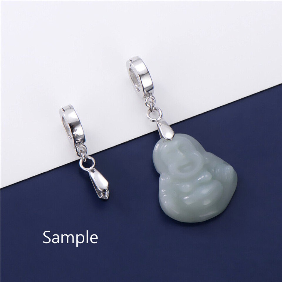 Sterling Silver 925 Round Slide Pinch Bail Clip Pendant Clasp Connector ...