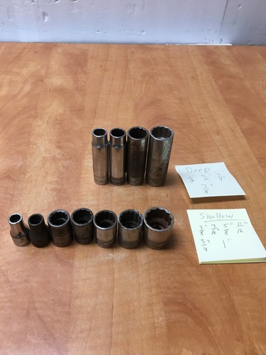 Lot of 11 Snap-on 1/2" Drive 12Pt Sockets SW321 SVS281 SW260 S241 SW241 ...