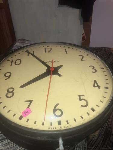 Simplex Electric School Clock 804-006 Vgc Glass Face 13 Inches Across ...