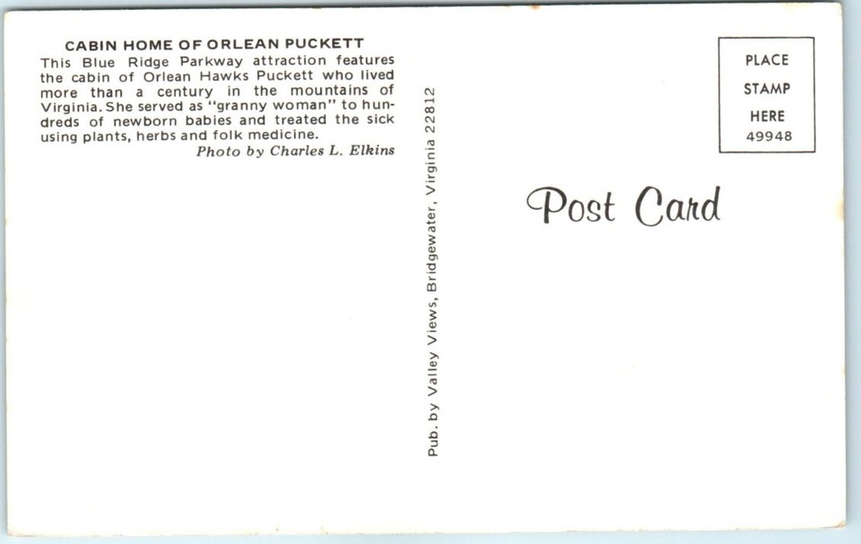 Postcard - Cabin Home Of Orlean Puckett, Blue Ridge Parkway ...