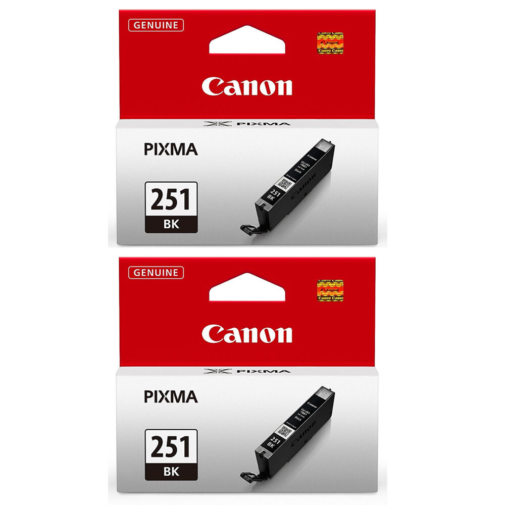 2 Pack GENUINE Canon CLI-251 Black Ink for PIXMA MG6620 MG7520 MX922 ...