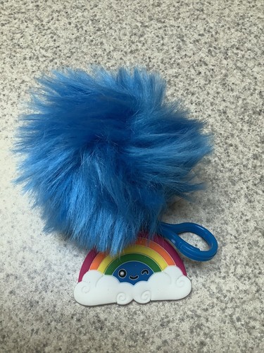 KEYCHAIN FUZZY BLUE BALL& RAINBOW FACE NWT | eBay
