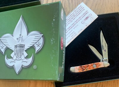 CASE BSA BOY SCOUTS CARAMEL PEANUT KNIFE NEVER USED IN BOX #6220 SS GT ...