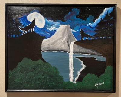 20X16 Midnight Wolves Acrylic Painting | eBay