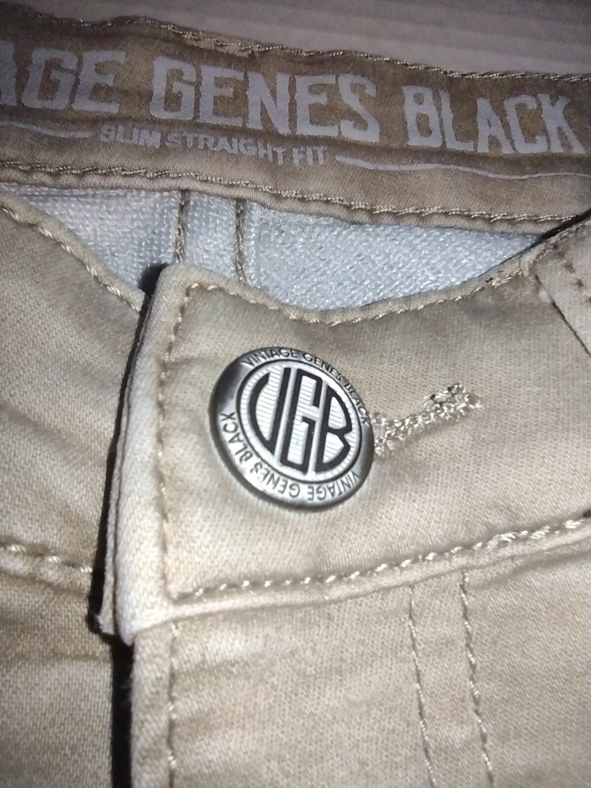 Men's VGB Vintage Genes Black Tan Jeans Logo Size 30/… - Gem