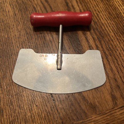 Vintage Curved Stainless Steel Herb Cutter Chopper Blade with Red Wood ...