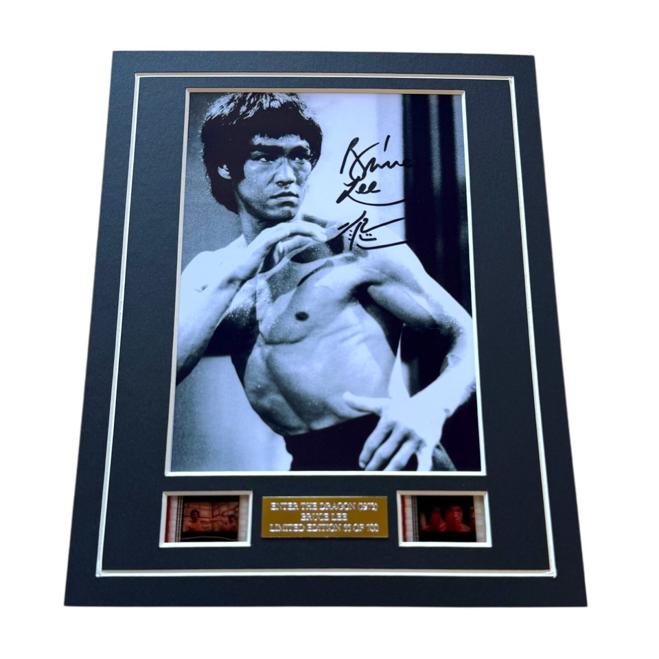 BRUCE LEE SIGNED ENTER THE DRAGON FILM CELLS FRAMED OR MOUNTED INCLUDES ...
