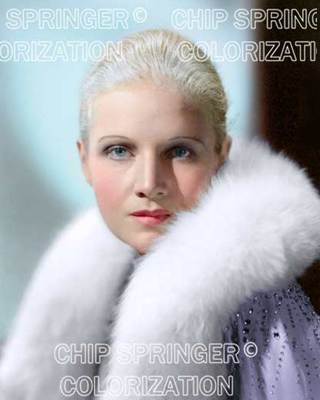 ANN HARDING WRAPPED IN FUR PURPLE COAT BEAUTIFUL COLOR PHOTO BY CHIP ...