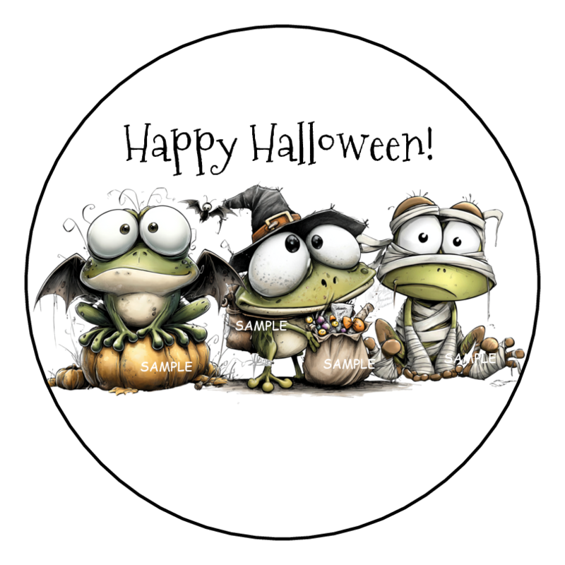 HAPPY HALLOWEEN FROGS ENVELOPE SEALS LABELS STICKERS 2.5" ROUND (12 ...