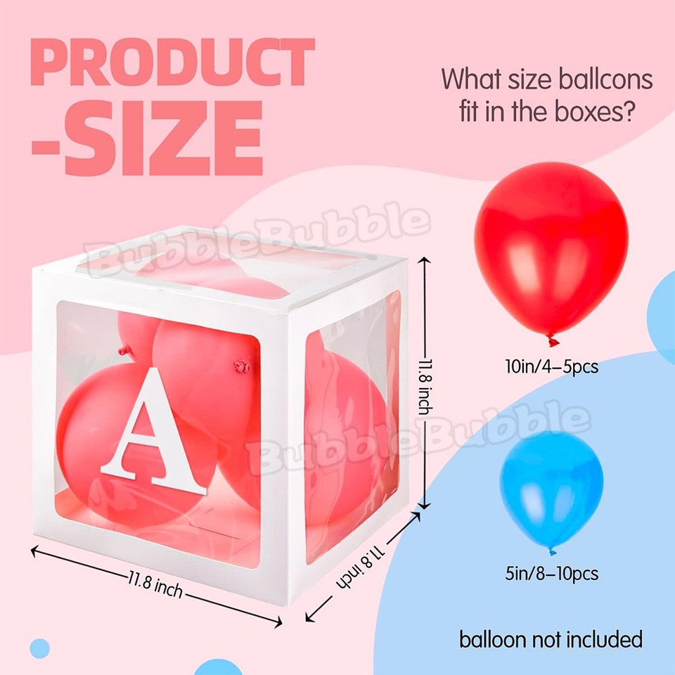 4Pcs LOVE BABY Balloon Box Cube Clear Boxes Birthday Baby Shower Party ...