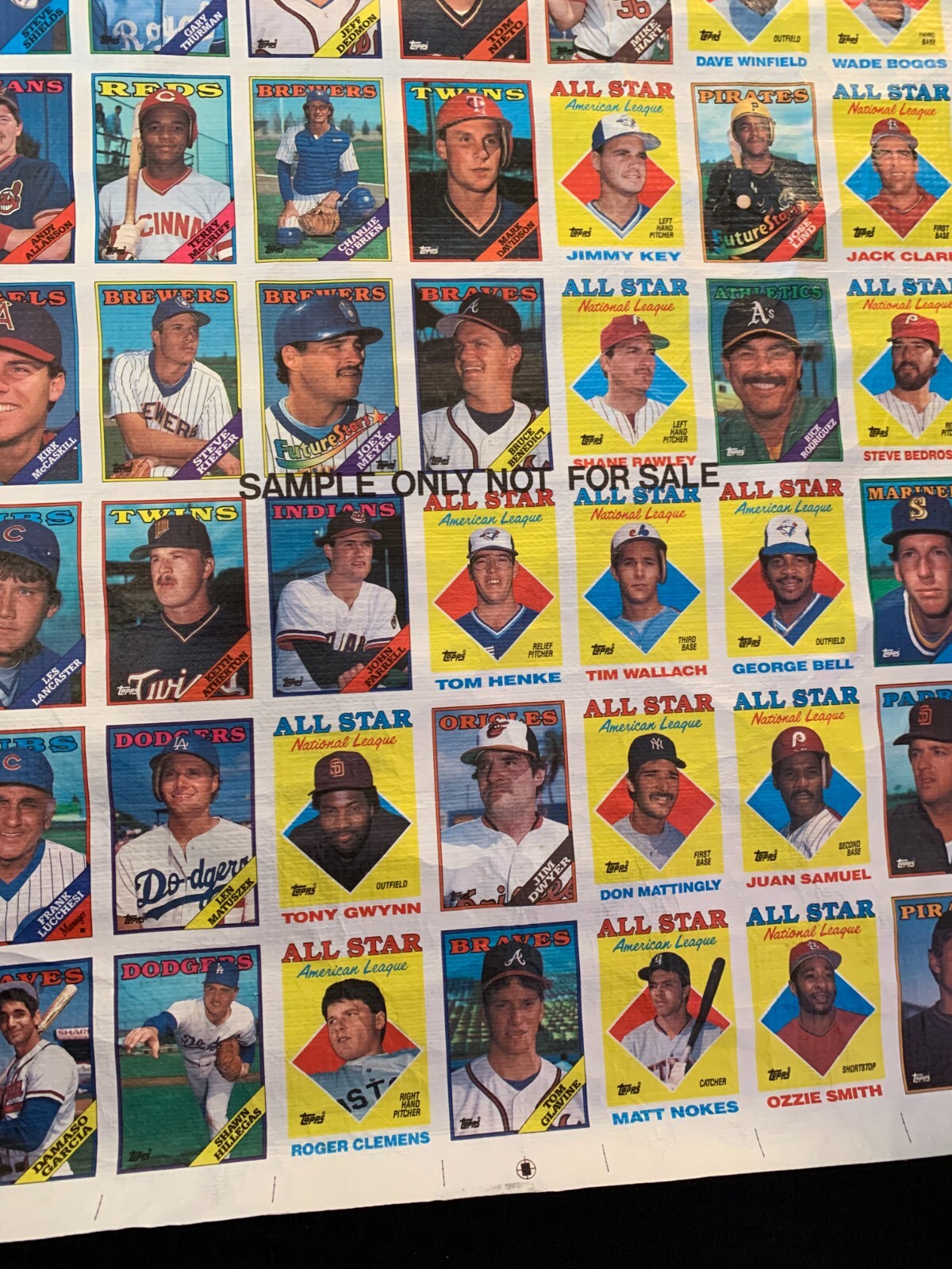 1988 TOPPS BASEBALL CLOTH Uncut SHEET TEST ISSUE SAMPLE 121 CLOTH CARDS ...
