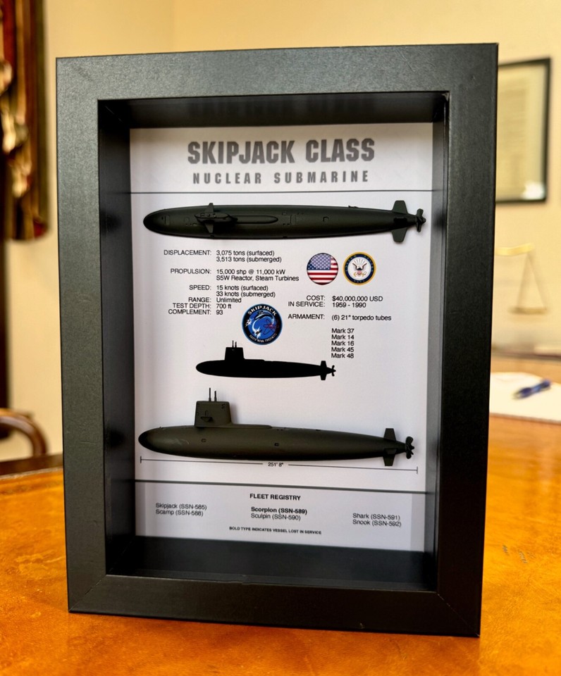 Skipjack Class Submarine Shadow Display Box, 6" x8", Black | eBay