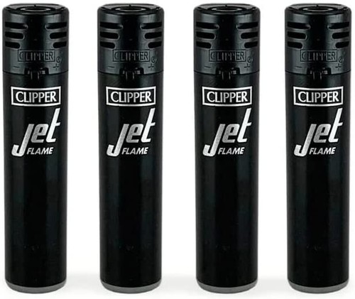 CLIPPER REFILLABLE LIGHTER JET FLAME SOLID BLACK 4 PACK - 48 PACK FREE ...