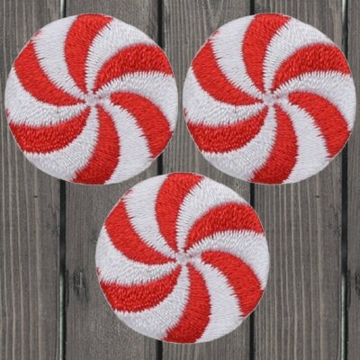 Mini Peppermint Candy Embroidered Patch — 3-Pack — Iron On | eBay