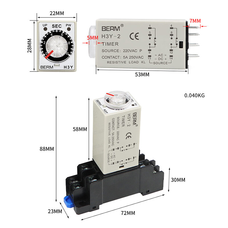 Digital Timer Relays AC220V & DC12/24V Selectable Time Ranges 1s ...