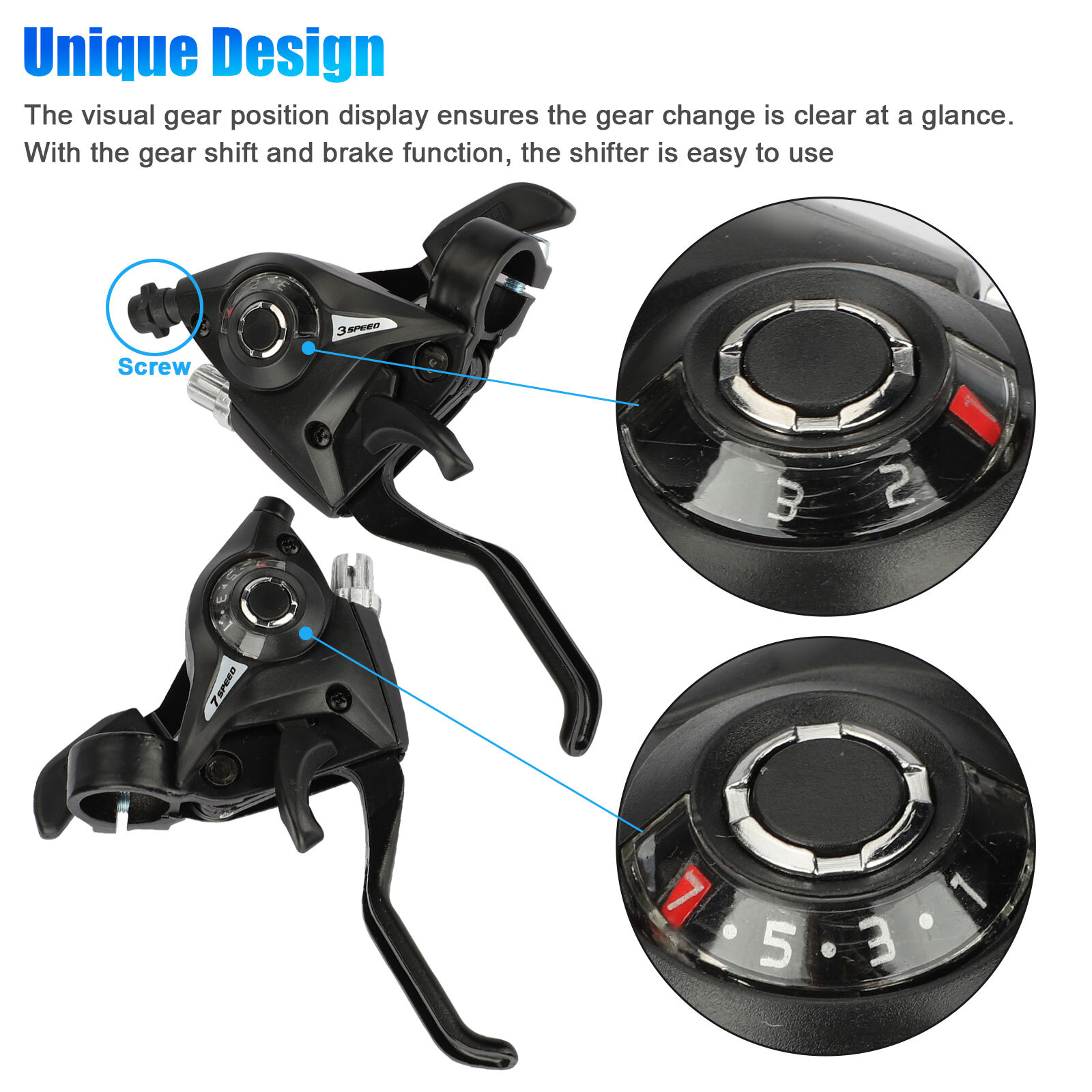 2Pcs 3x7 MTB Bike 21 Speed Shifter Mountain Road Bicycle Brake Shift ...