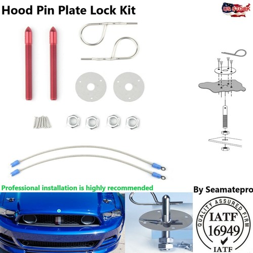 Universal Mount Hood Pin Pins Plate Bonnet Lock Kit Universal Hairpin ...