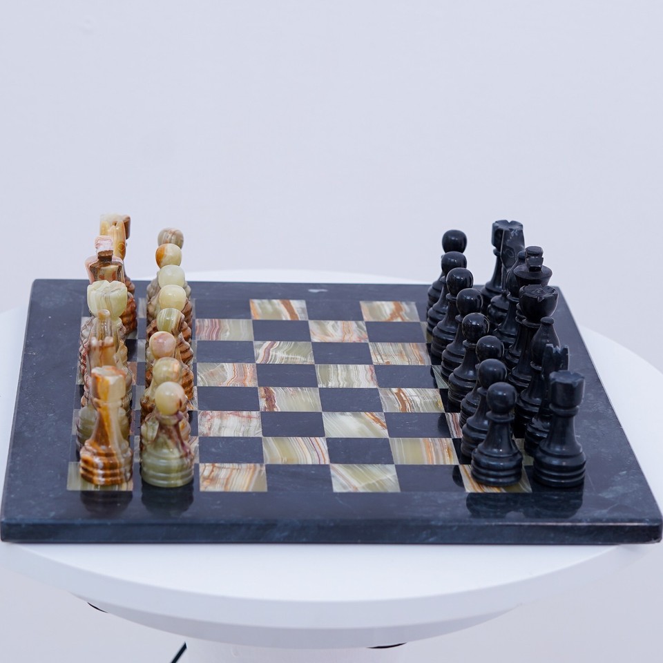 Unique Green Onyx Chess Set | Outdoor Chessboard | Handcrafted Patio ...