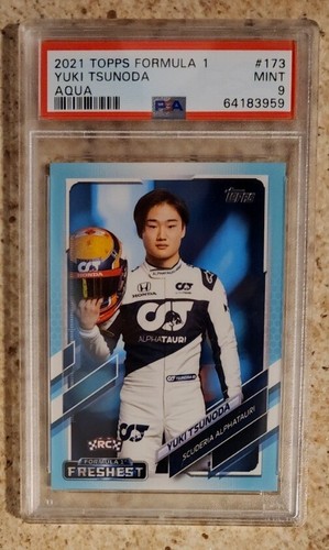 /199 SP Yuki Tsunoda 2021 Topps F1 Freshest Aqua Rookie RC PSA 9 MINT ...